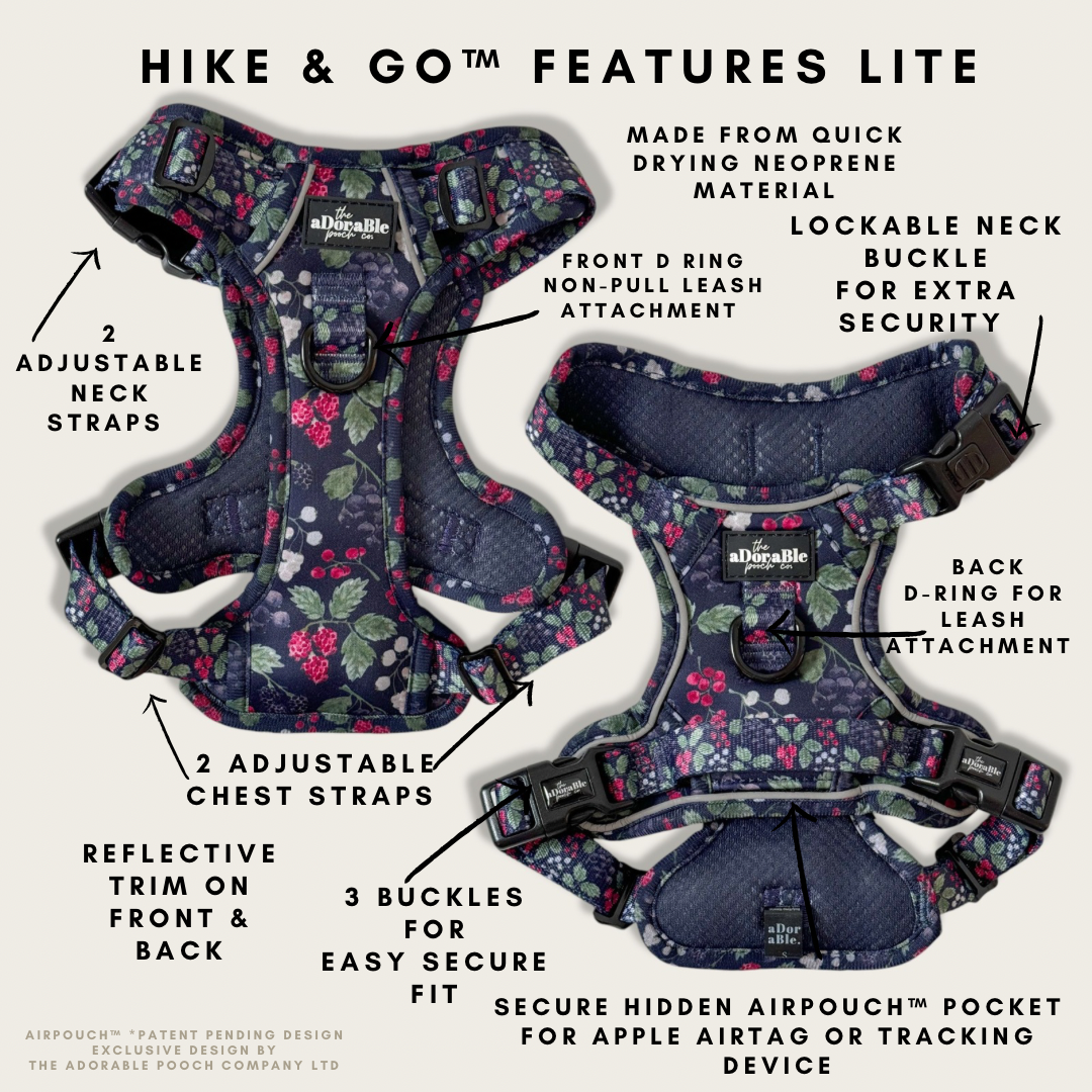 Hike & Go Lite™ Harness - Bramble Berry – The aDoraBle Pooch Company